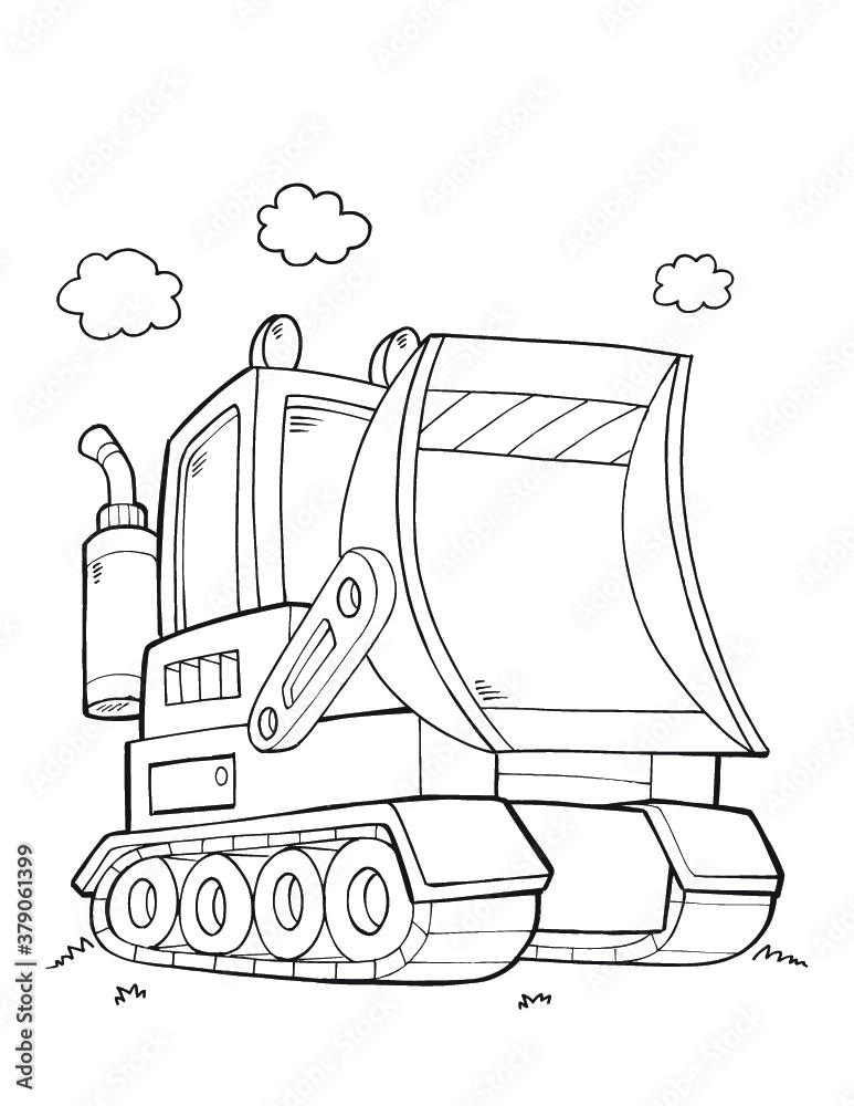 Bulldozer Construction Vehicle Coloring Book Page Vector Illustration ...