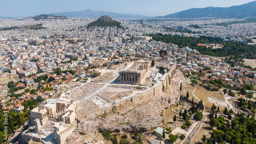 Aerial view of Parthenon and Acropolis of Athens, Greece Stock Photo | Adobe Stock