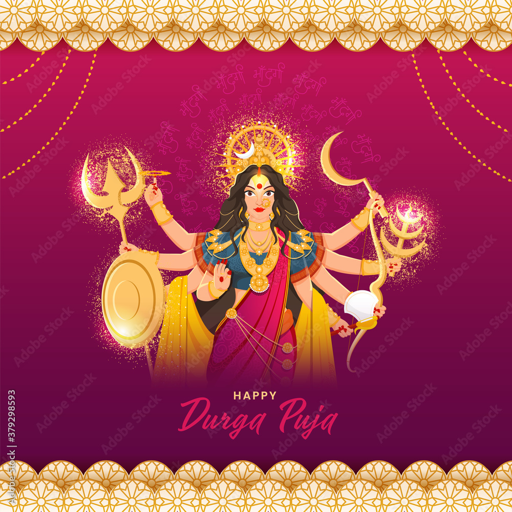Vector de Stock Hindu Mythological Goddess Durga Maa Sculpture and ...