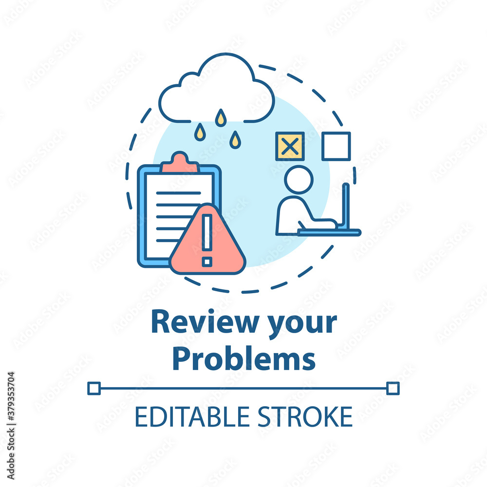 Review problems concept icon. Problem-solving therapy idea thin line ...