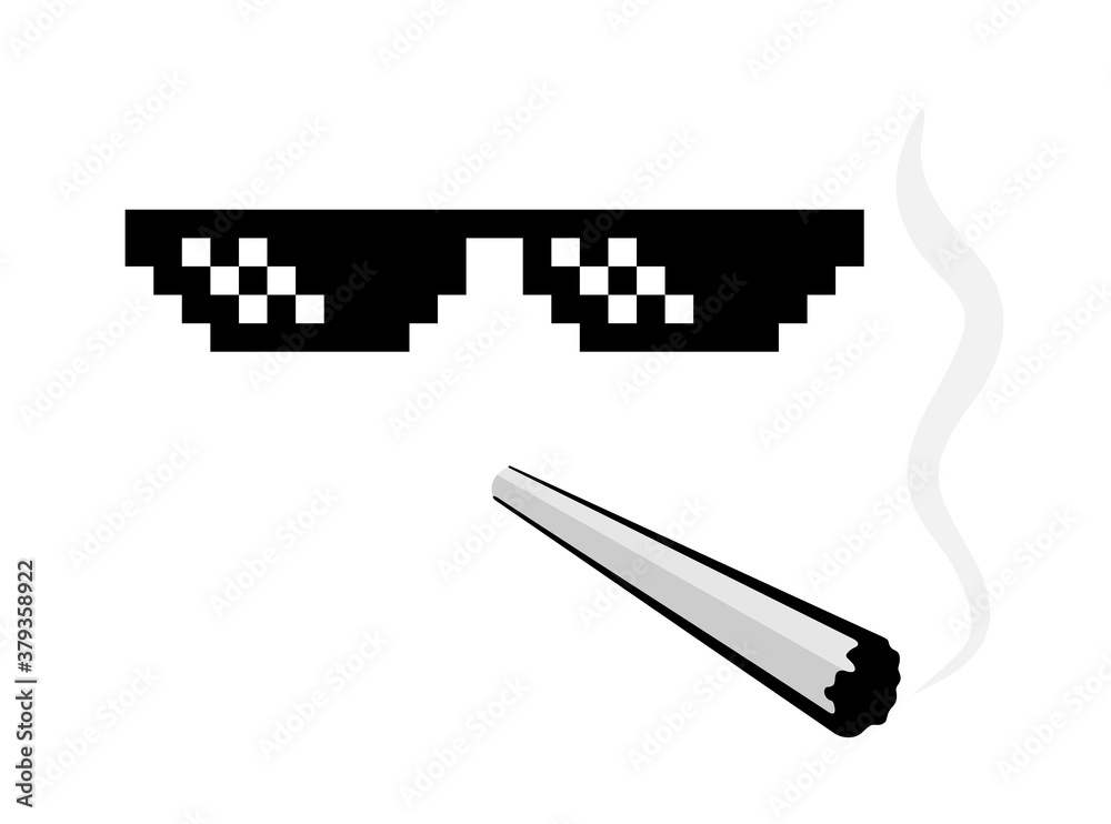 Pixel glasses and sigarette - popular thug life meme Stock Vector ...