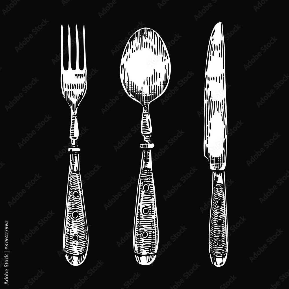silverware set drawing