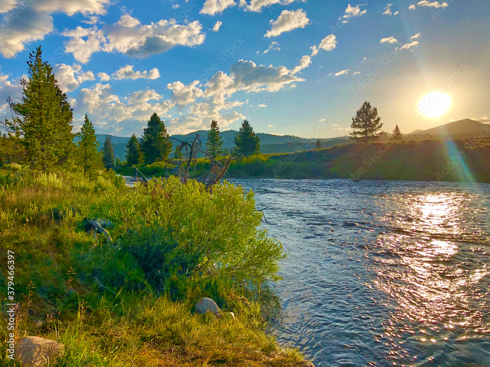 Sunset on the Salmon River near Stanley Idaho. Stock Photo | Adobe Stock