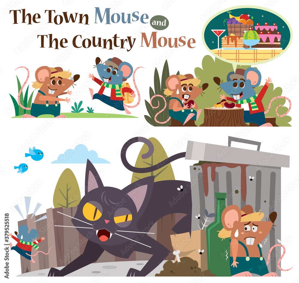 เวกเตอร์ Stock Vector Illustration of Cartoon characters The Town Mouse ...