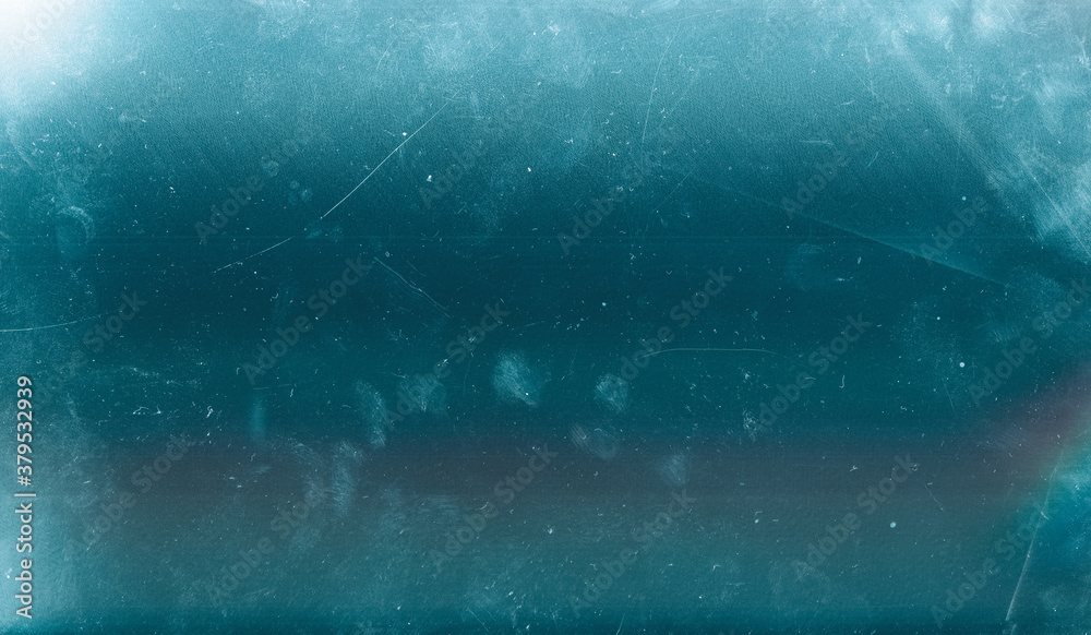 Scratched ice background. Aged glass texture. Teal blue old window ...