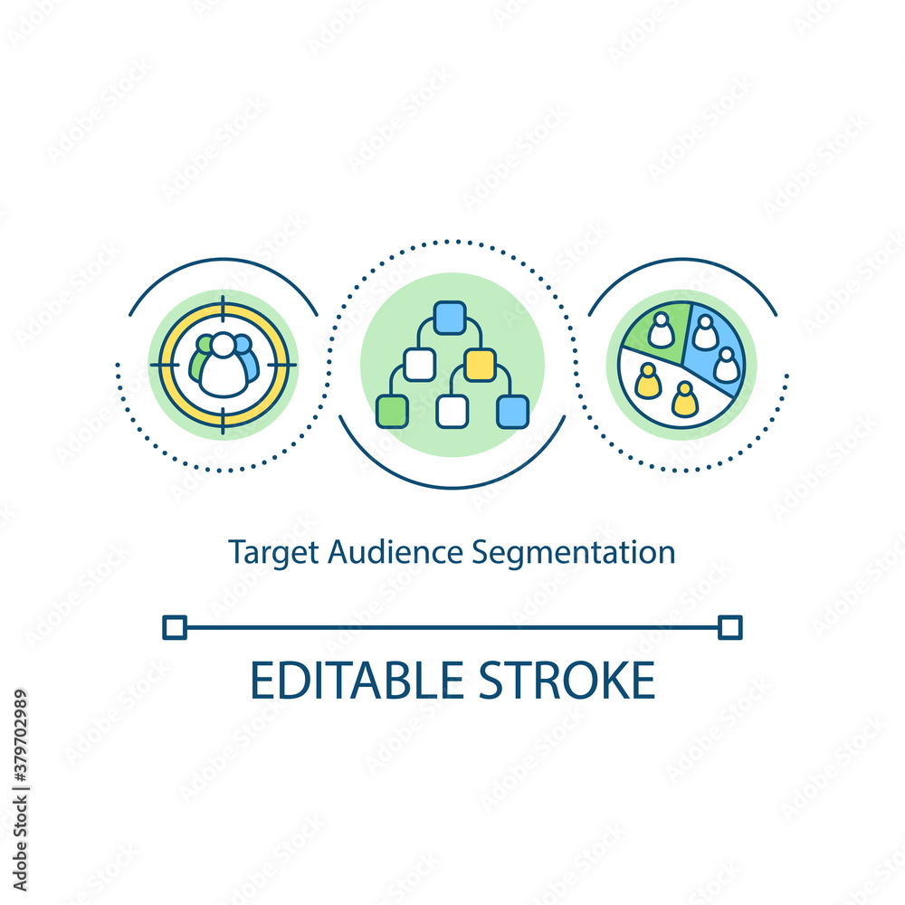 Stock-Vektorgrafik „Target audience segmentation concept icon. Marketing strategy. Focus group ...