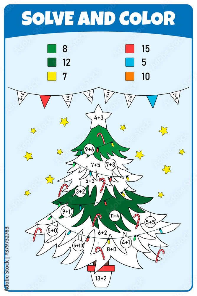 Color by number educational game for schoolchild and preschool kids ...