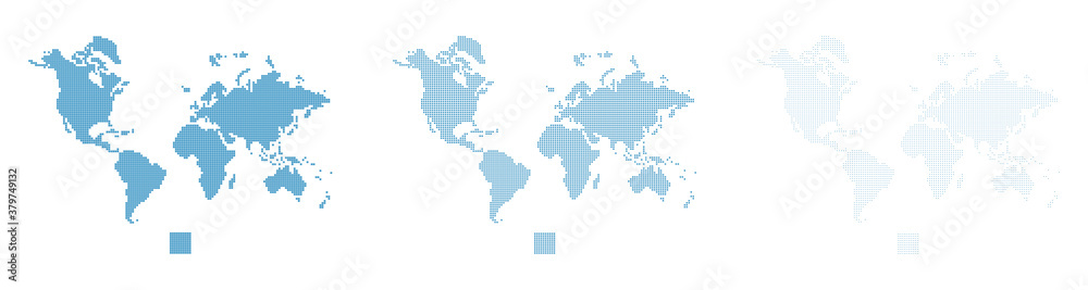 Pixel world map set in different resolution. Pixelated world maps ...