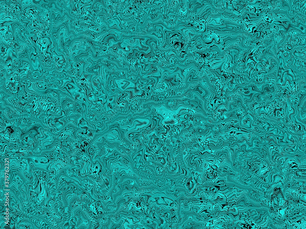 Abstract background of green and black random swirls, circles, and ...