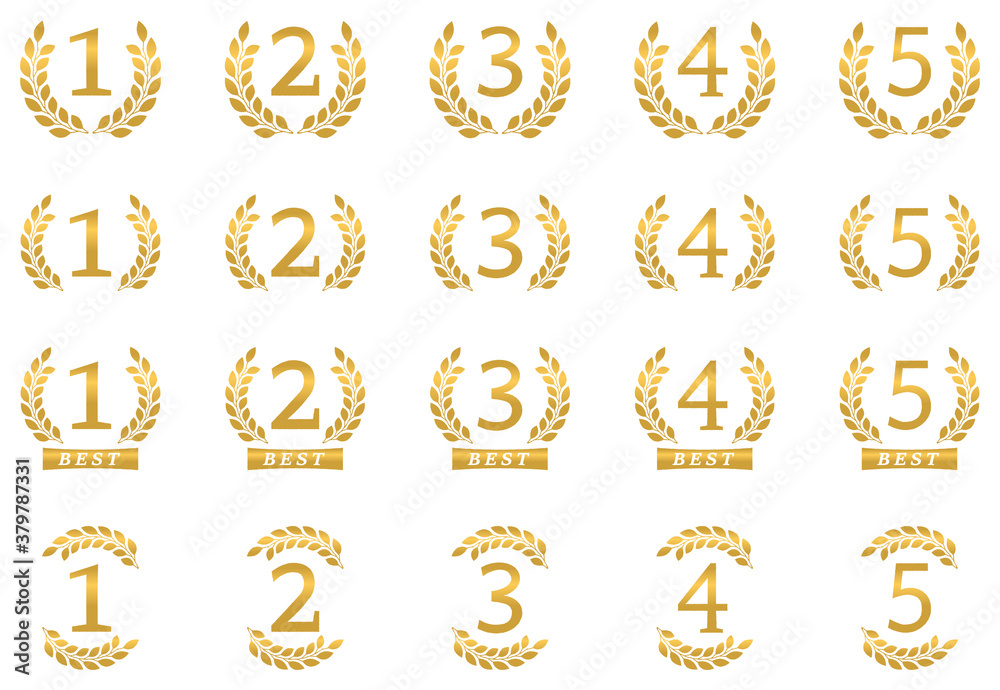 Vector number laurel wreath set : ranking,award Stock Vector | Adobe Stock