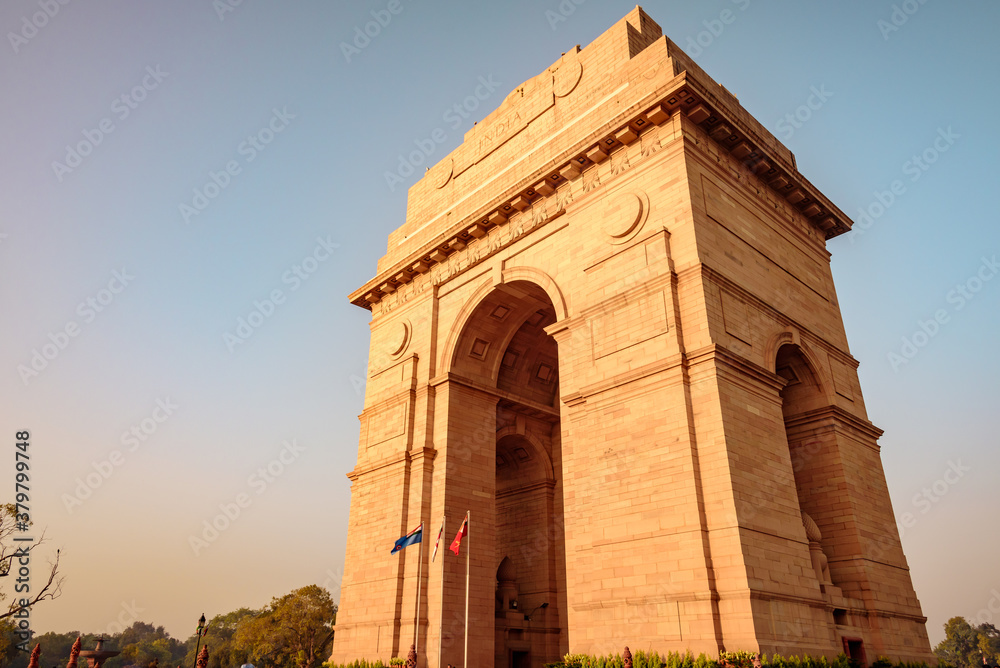 India Gate or All India War Memorial at New Delhi is a triumphal arch ...