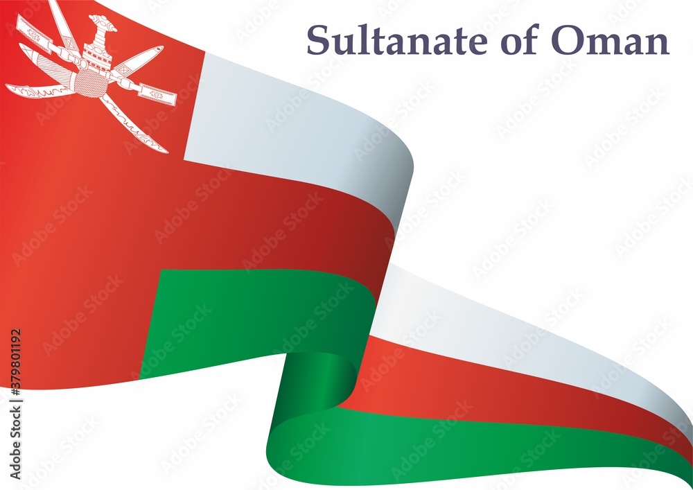 Flag of Oman, Sultanate of Oman, Bright, colorful vector illustration ...