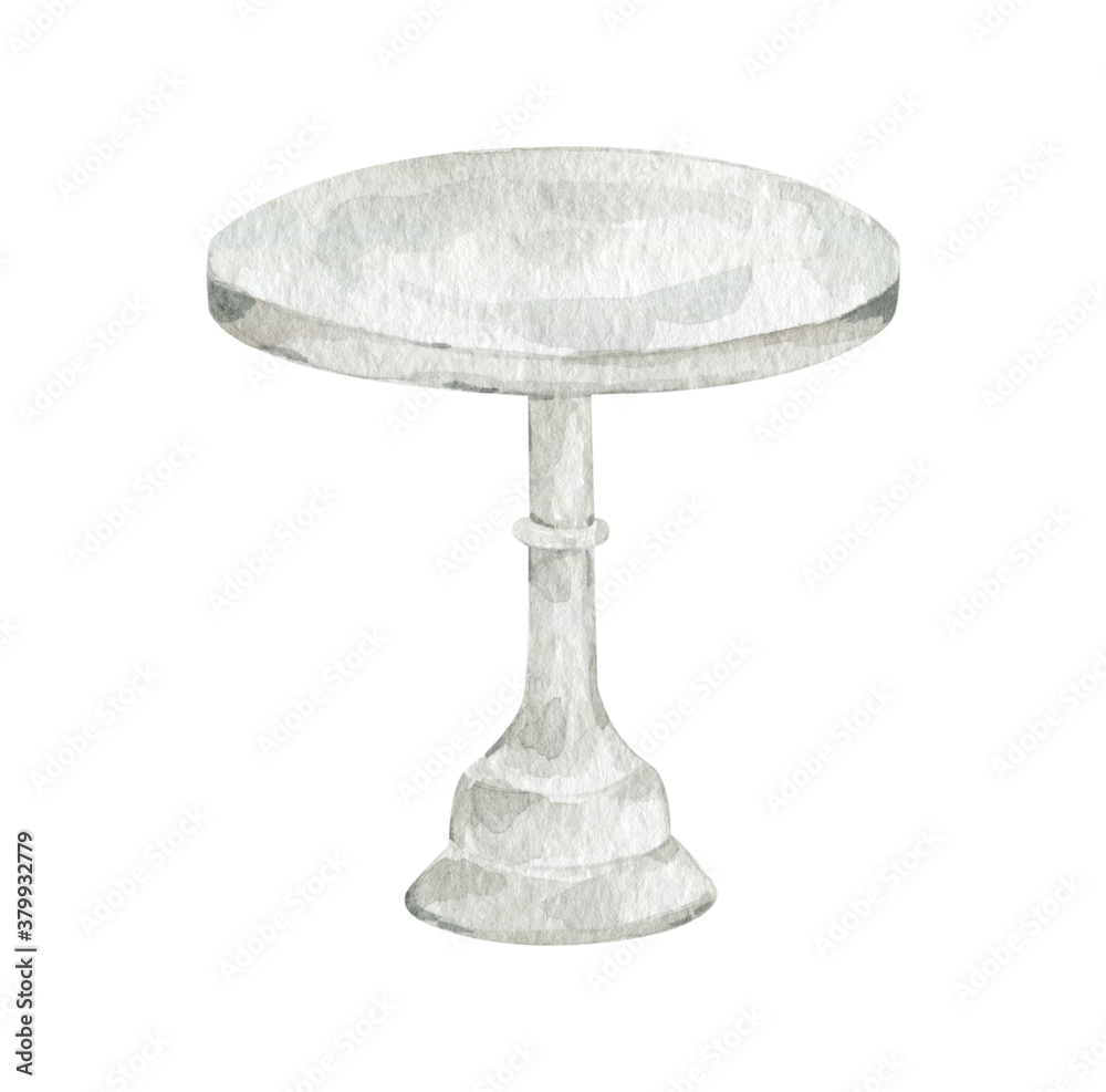 Watercolor round cake stand illustration for diy bakery projects Stock ...