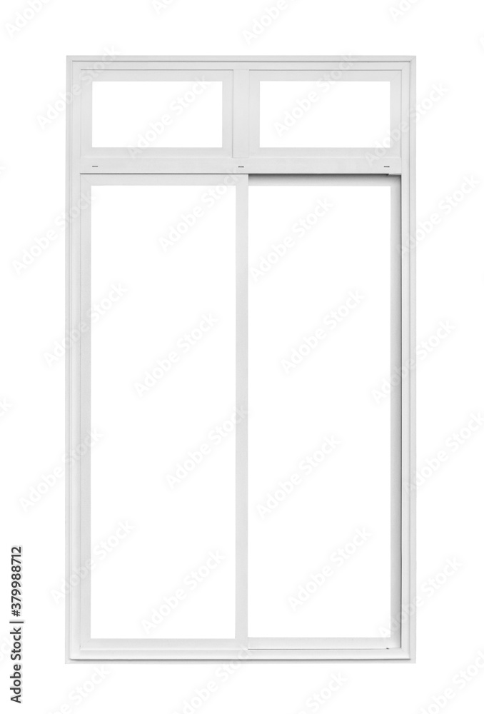 Real modern house window frame isolated on white background with ...