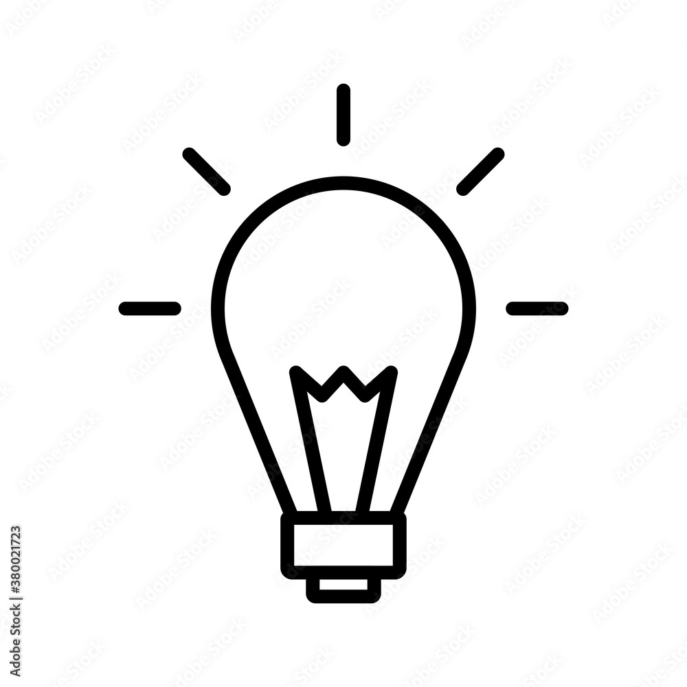 Icono de bombillo con rayos. Concepto de idea. Ilustración vectorial ...