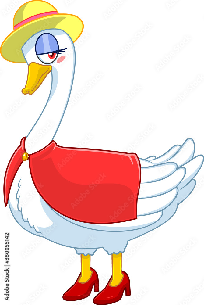 Goose Female Cartoon Character. Vector Illustration Isolated On White ...