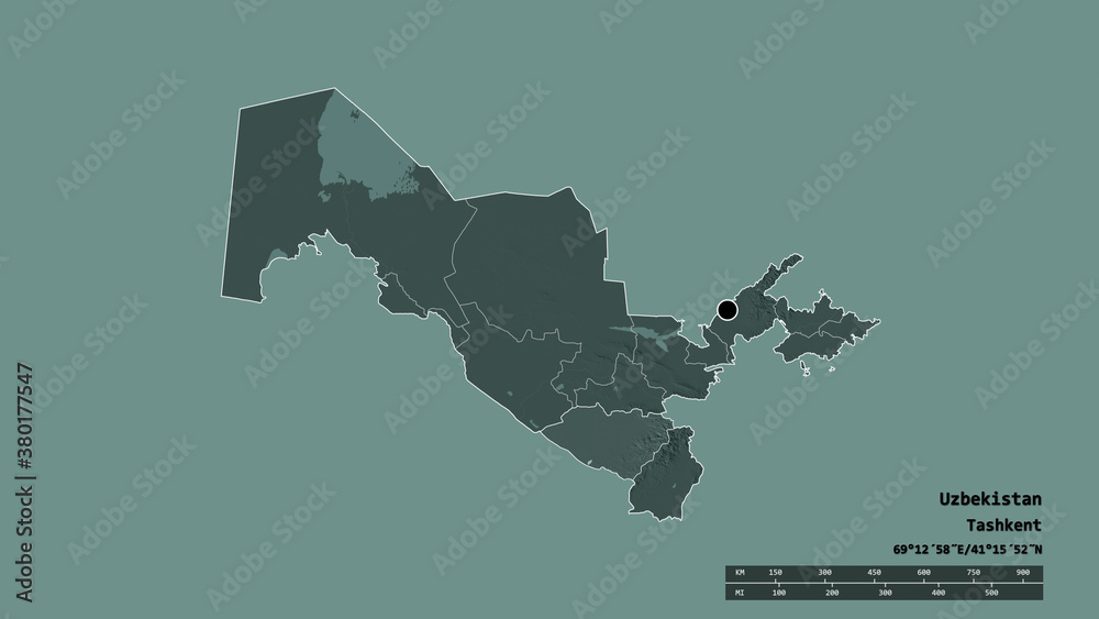 Location of Kashkadarya, region of Uzbekistan,. Administrative Stock ...