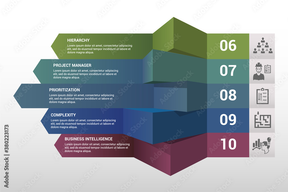 Infographic Business Intelligence template. Icons in different colors ...