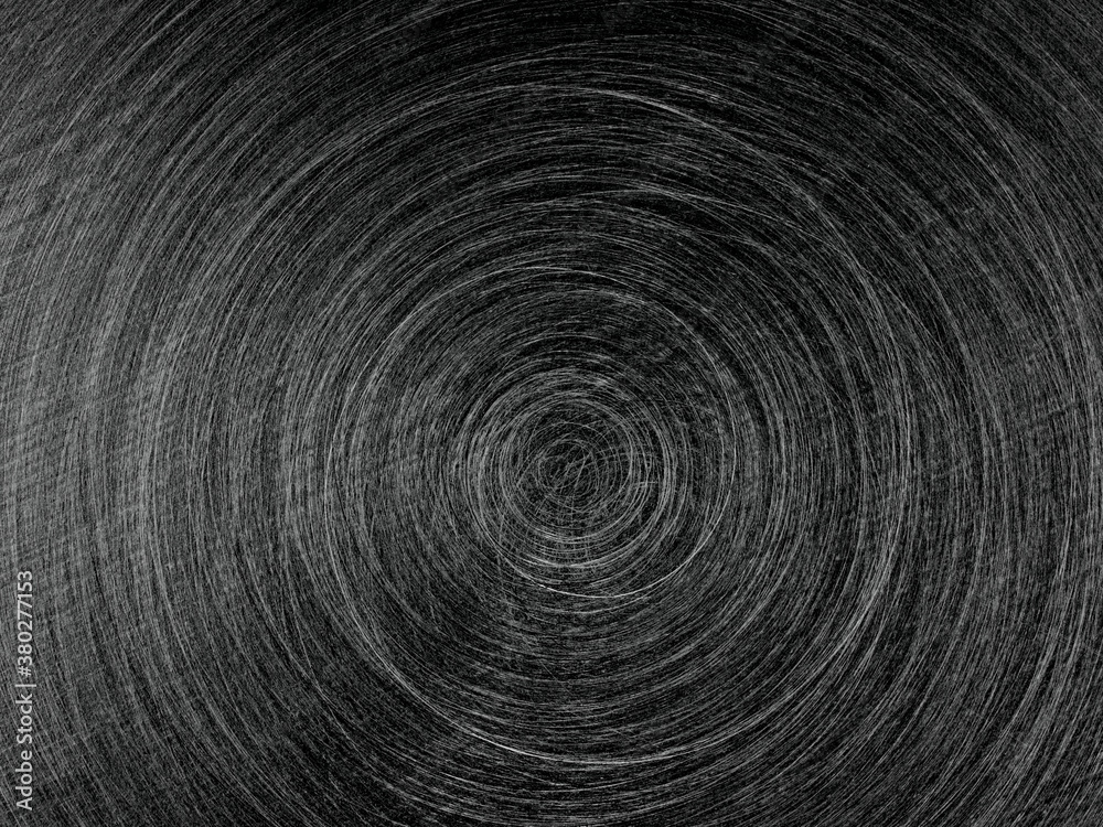 Black circular brushed steel surface background, grained metal texture ...