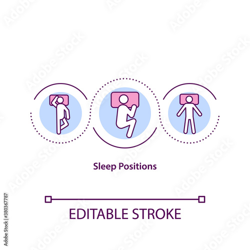 Sleep positions concept icon. Healthy rest, insomnia prevention and ...