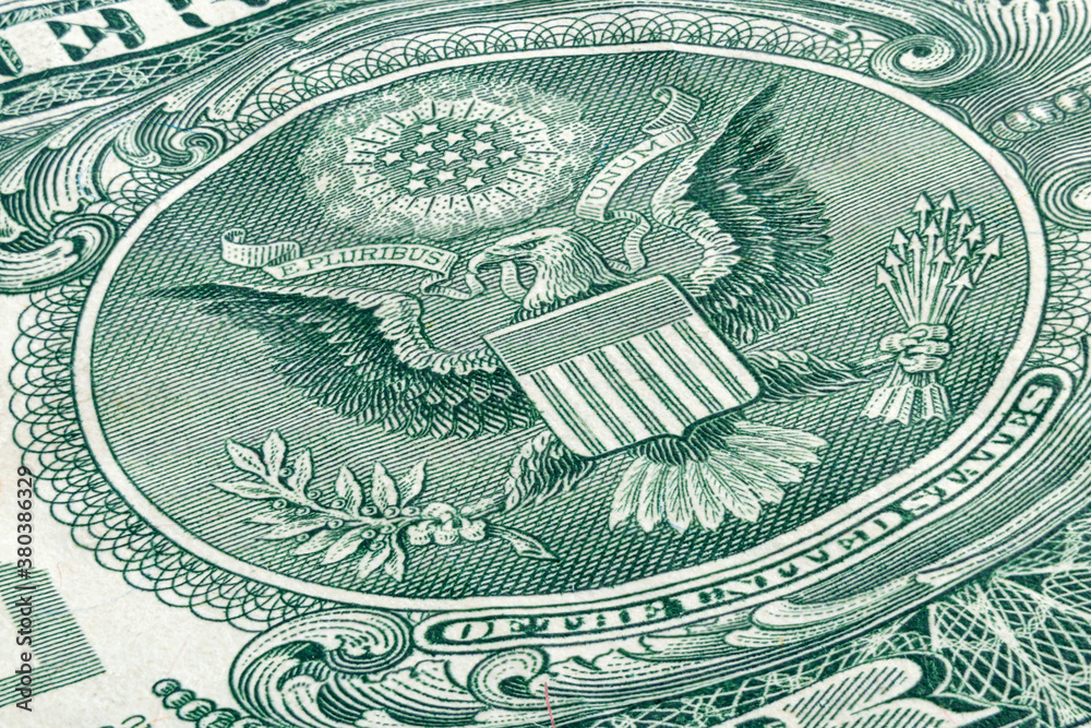 Symbols of victory and courage, currency of the United States of ...