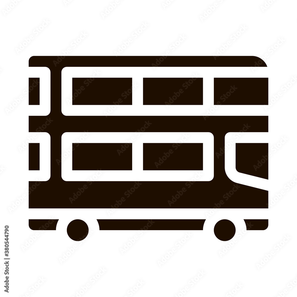 Public Transport Double-decker Bus glyph icon Sign . Double-decker ...
