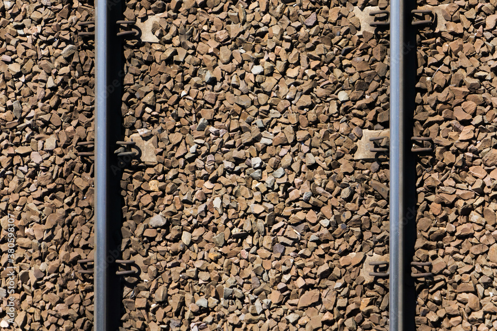 Railway top view background. Train transport industry. Rail track ...