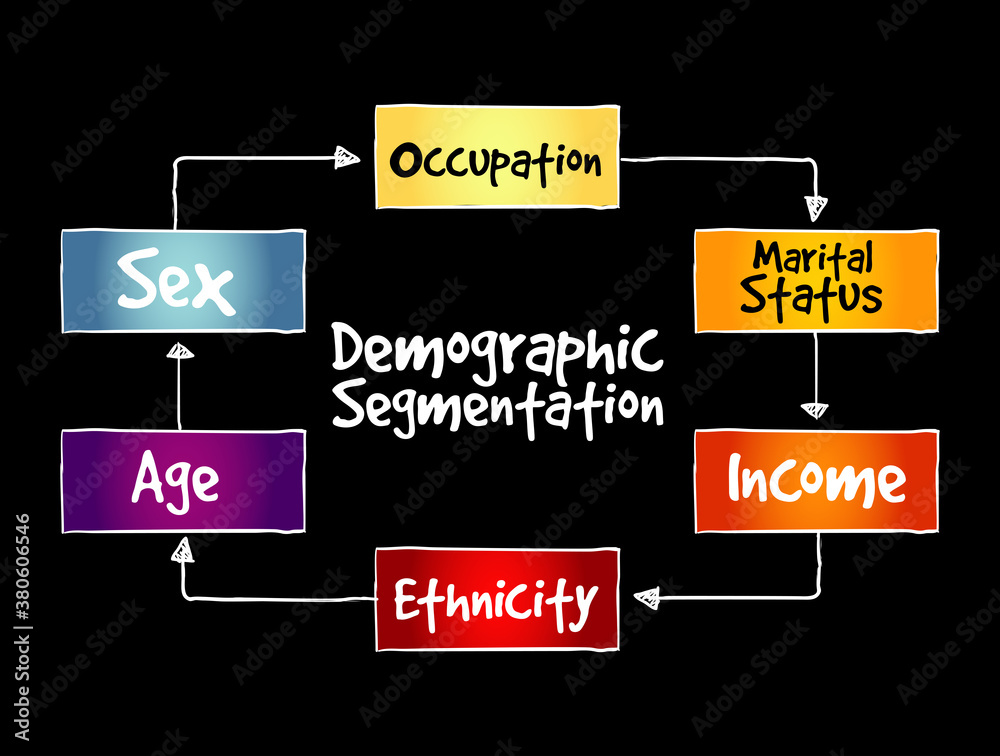 Demographic segmentation mind map flowchart, concept background Stock ...