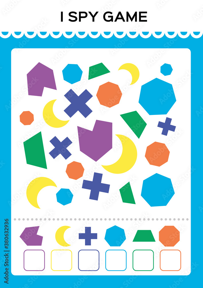 I spy game. Find and Count shapes for toddlers. Counting activity for ...
