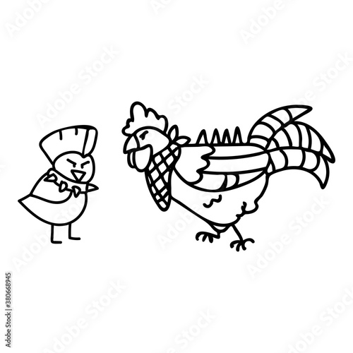 Punk rock chicken and chick with mohawk vector illustration clipart ...