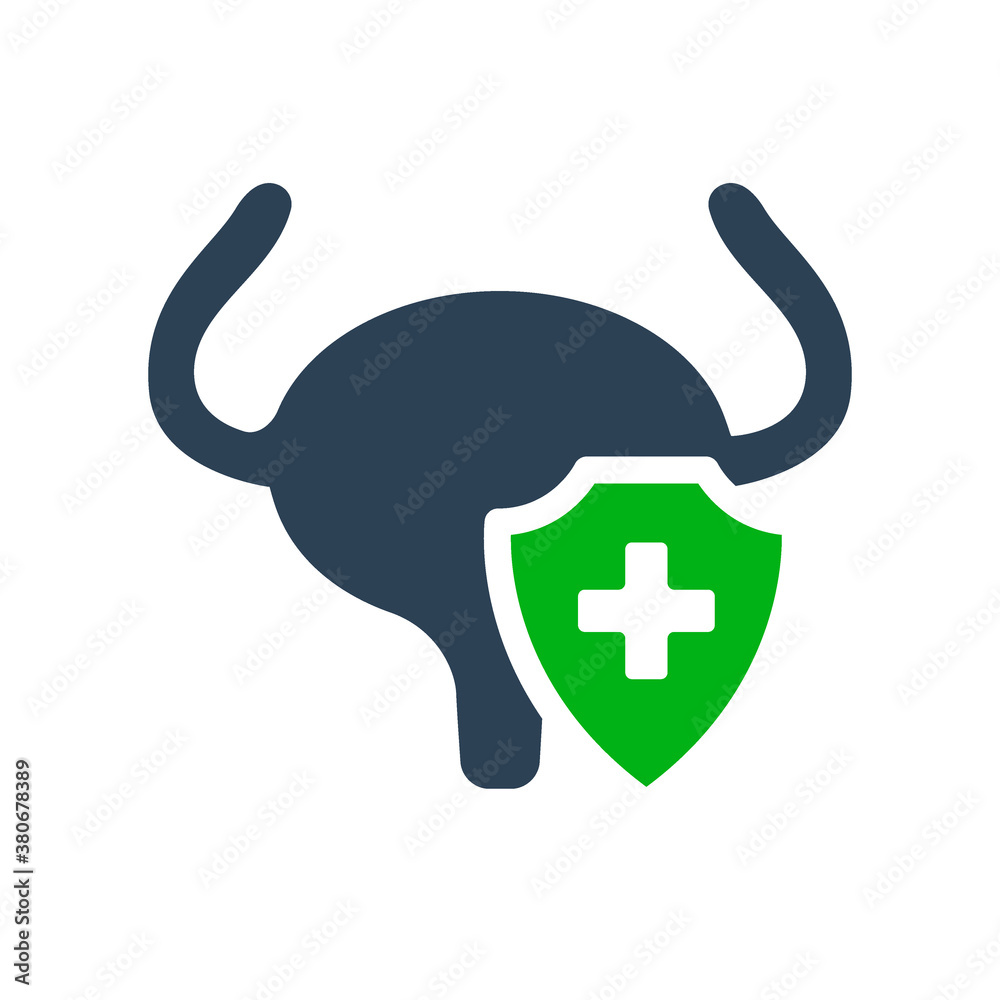 Healthy protected urinary bladder colored icon. Treatment, first aid ...