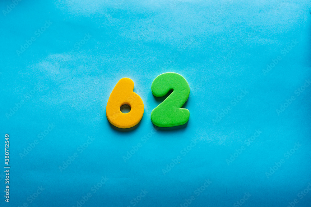 62 years old celebrating classic logo. Colored happy anniversary 62 th ...