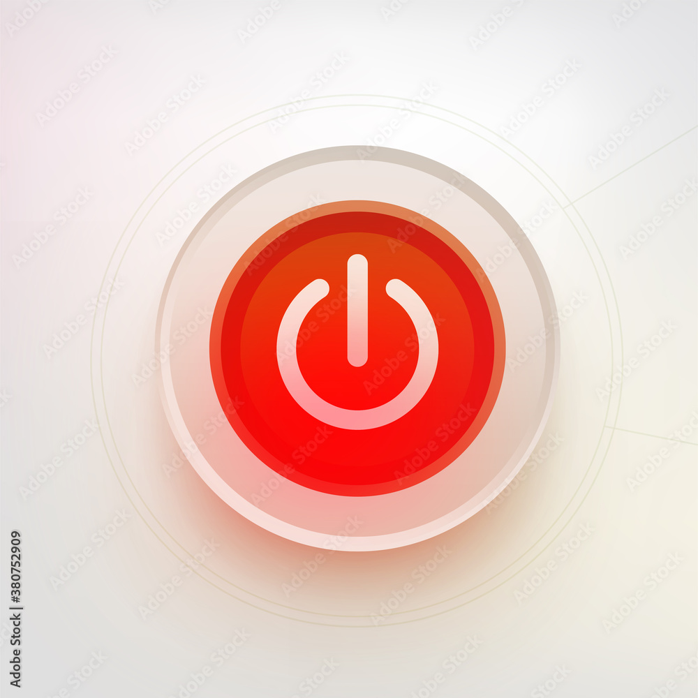 Vector de Stock Shutdown Button. Abstract 3D background. Big Data Visualization. Technology ...