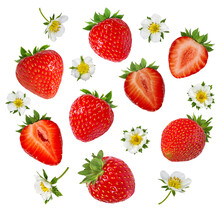 Red Strawberry Fruit With Flowers Free Stock Photo - Public Domain Pictures