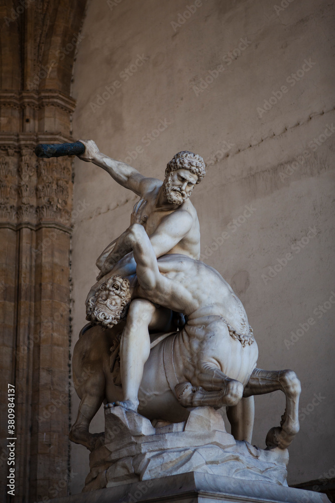The marble sculptures of the fight of Hercules and the Centaur Nessus ...
