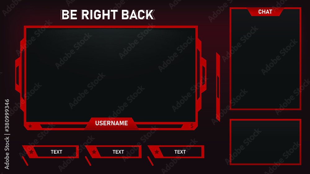 Stream Overlay Be Right Back Screen Red and Black theme with Chat Box ...
