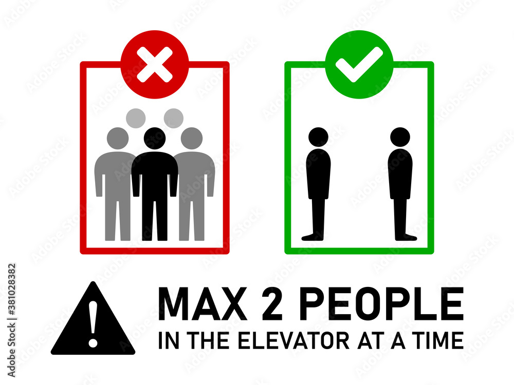 Max 2 People in the Elevator at a Time Horizontal Social Distancing ...