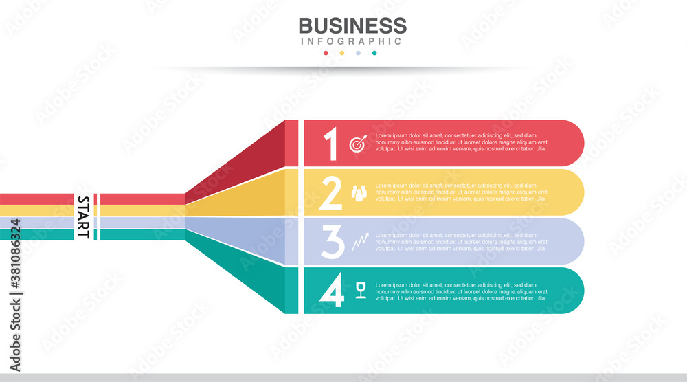 Business infographic. Arrow chart with 4 options. Vector template ...