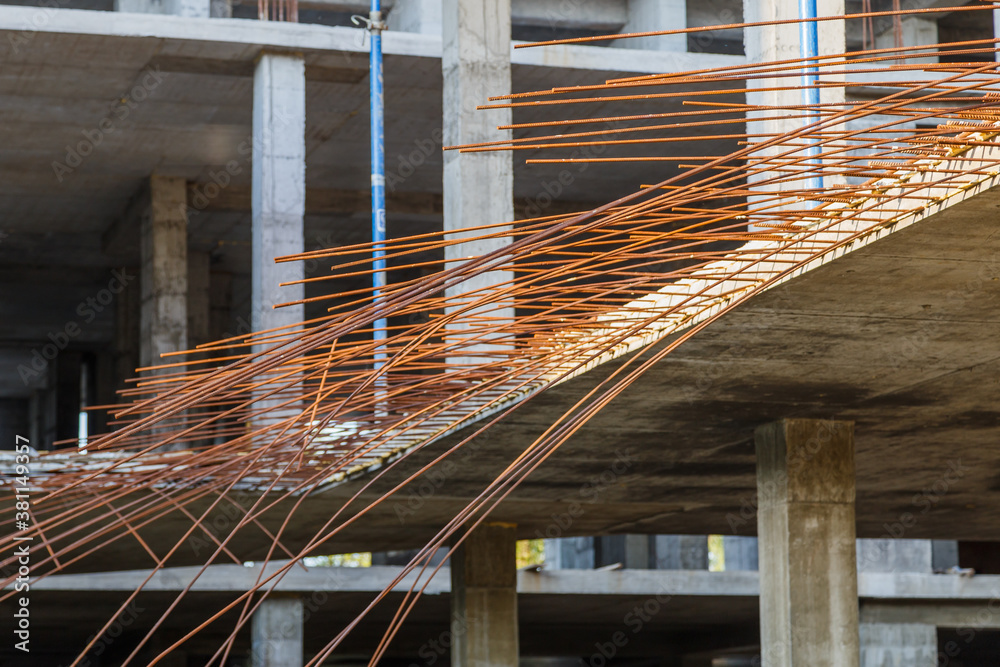 Industrial background. Rebar texture. Rusty rebar for concrete pouring ...