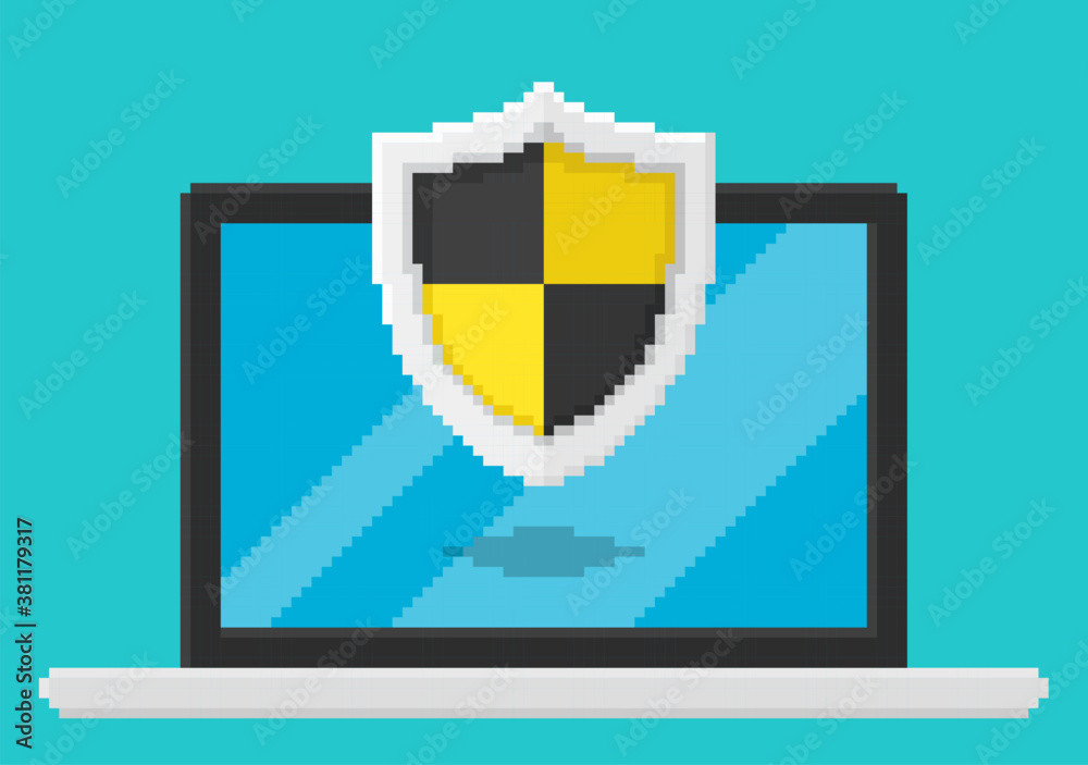 Stock-Vektorgrafik „Pixel art style vector illustration of antivirus ...