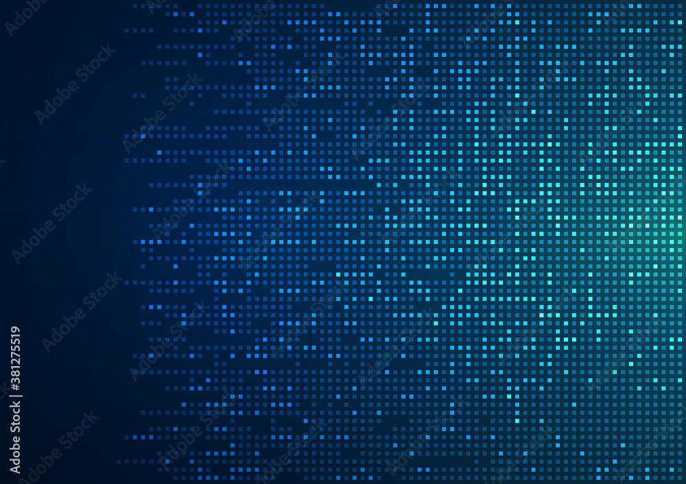 Digital technology background. Digital data square blue pattern pixel ...