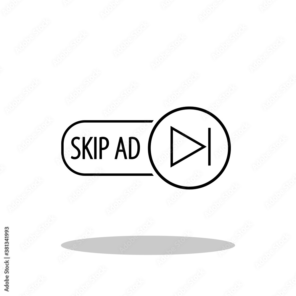 Skip ad icon in trendy flat style. Skip advertisement symbol for your ...