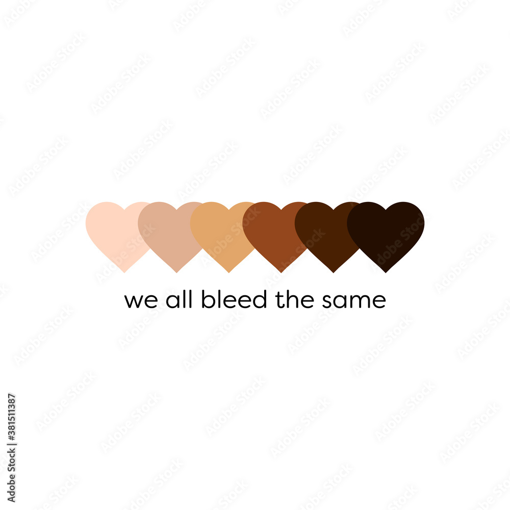 Black lives matter BLM anti racism racial equality skin tone hearts ...