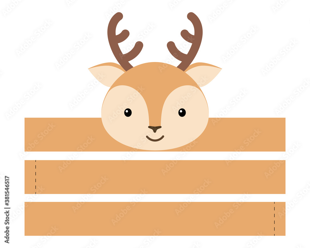 Printable deer paper hat. Party crown die cut template for birthday ...