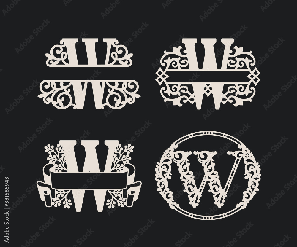 Alphabet Split Monograms, Split Letter Monogram, Alphabet Frame Font ...