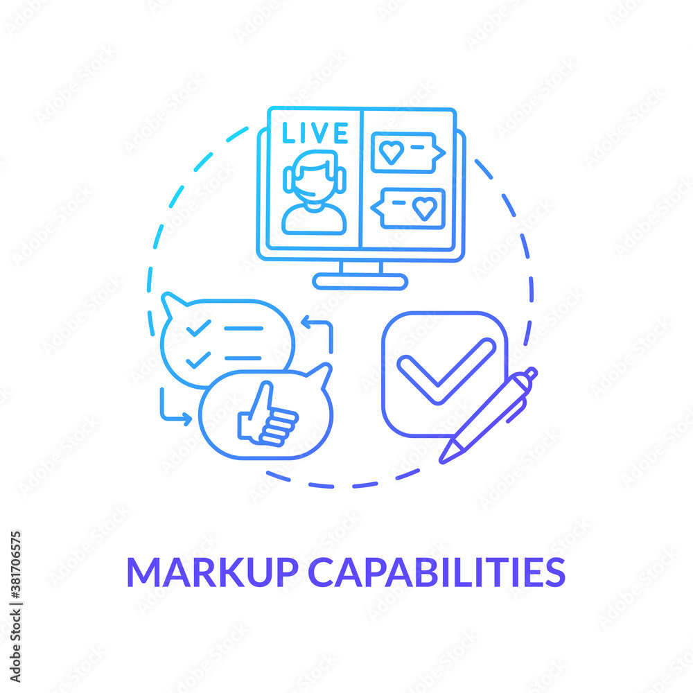 Markup capabilities concept icon. Software feature idea thin line ...