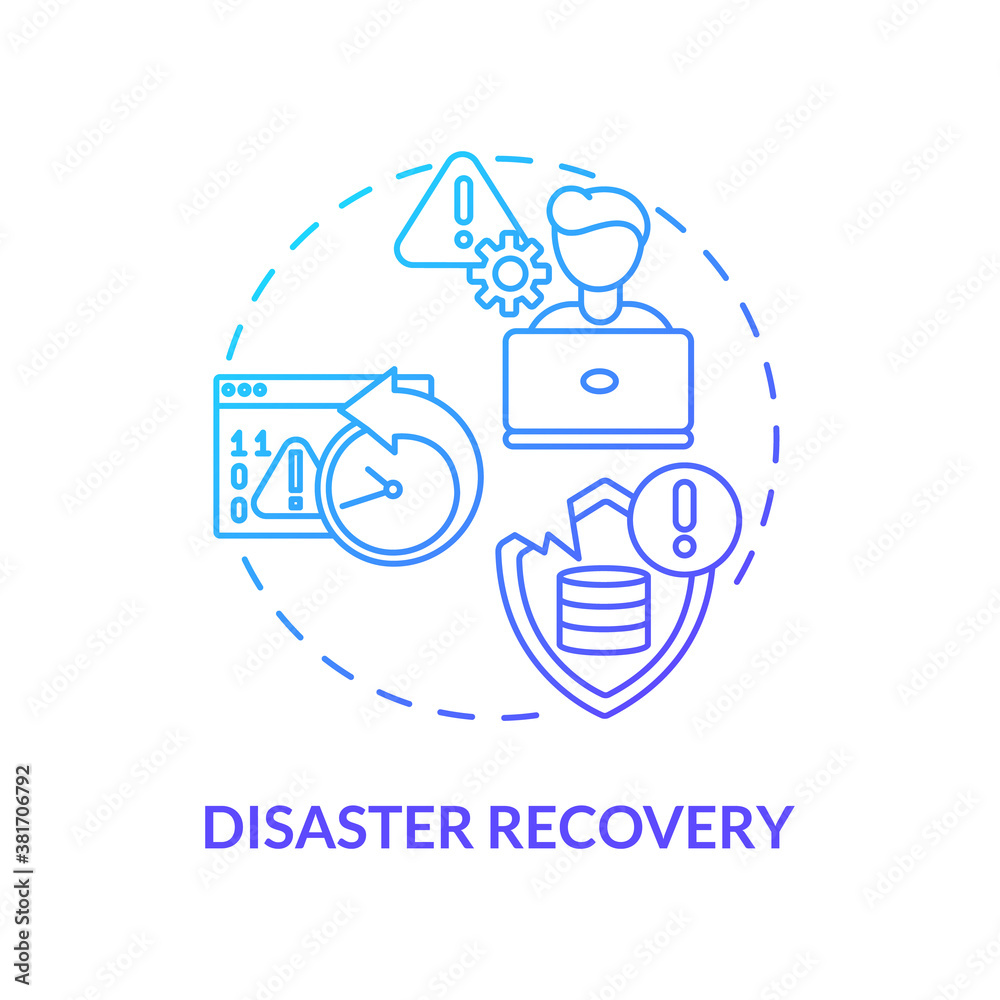 Disaster recovery concept icon. Security parameter idea thin line ...