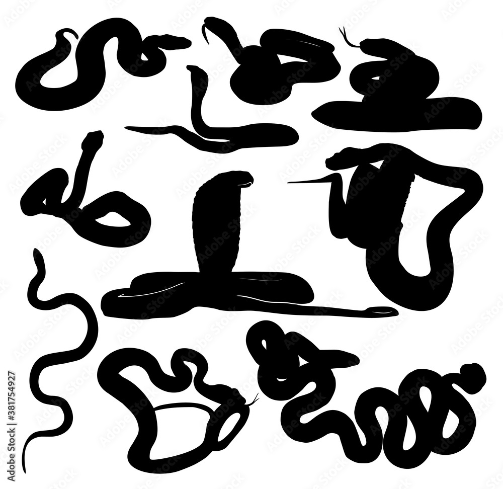 snake silhouettes vector illustration Stock Vector | Adobe Stock