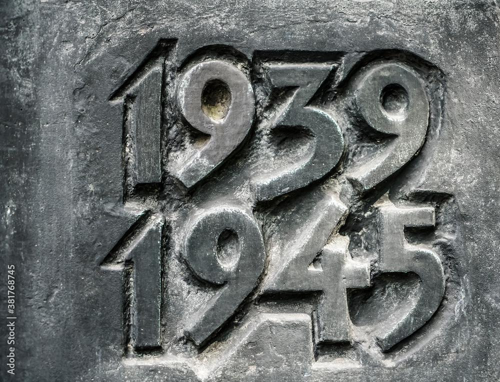 1939 - 1945 - Memorial for Second World War. Numbers of beginning and ...