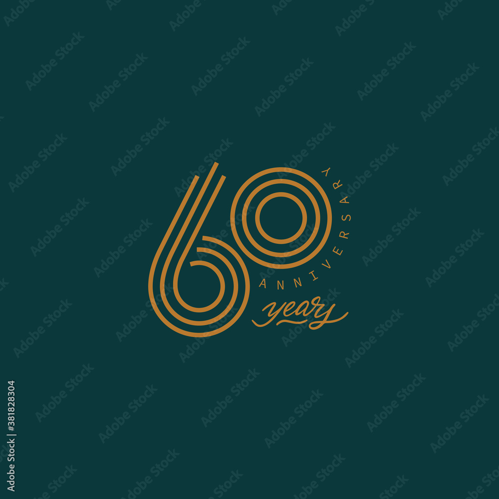 Vector de Stock 60 years anniversary pictogram vector icon, 60th year ...